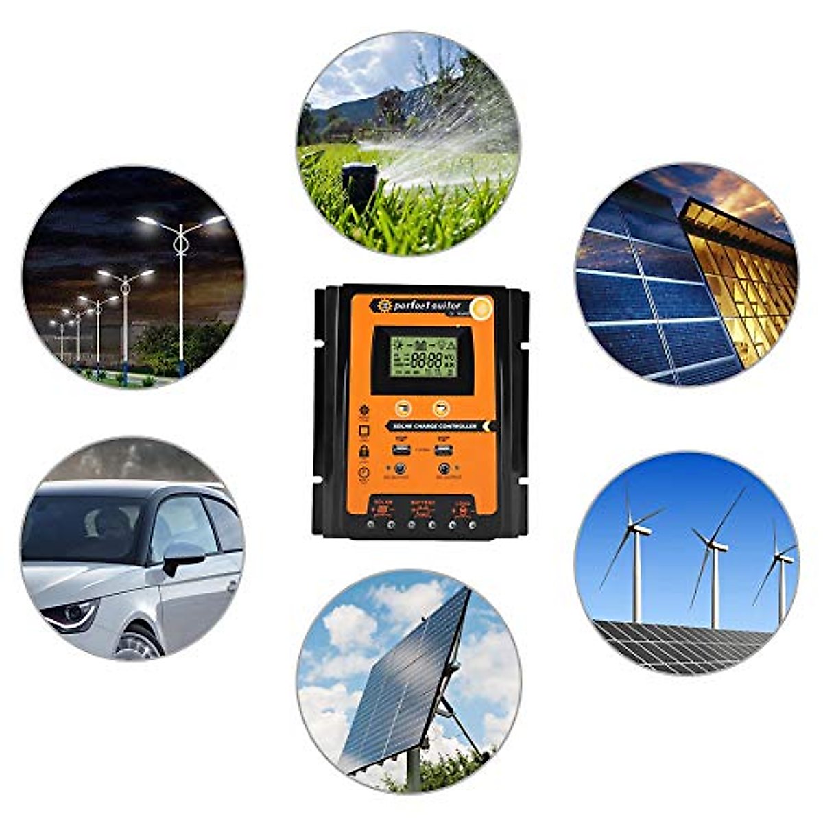 Solar Charge Controller, 12V/24V 30A50A MPPT Solar Panels Charge Controller Battery Regulator Dual USB LCD Display(70A) Mppt Solar Charge Controller 50A Mppt Mppt Charge Controller