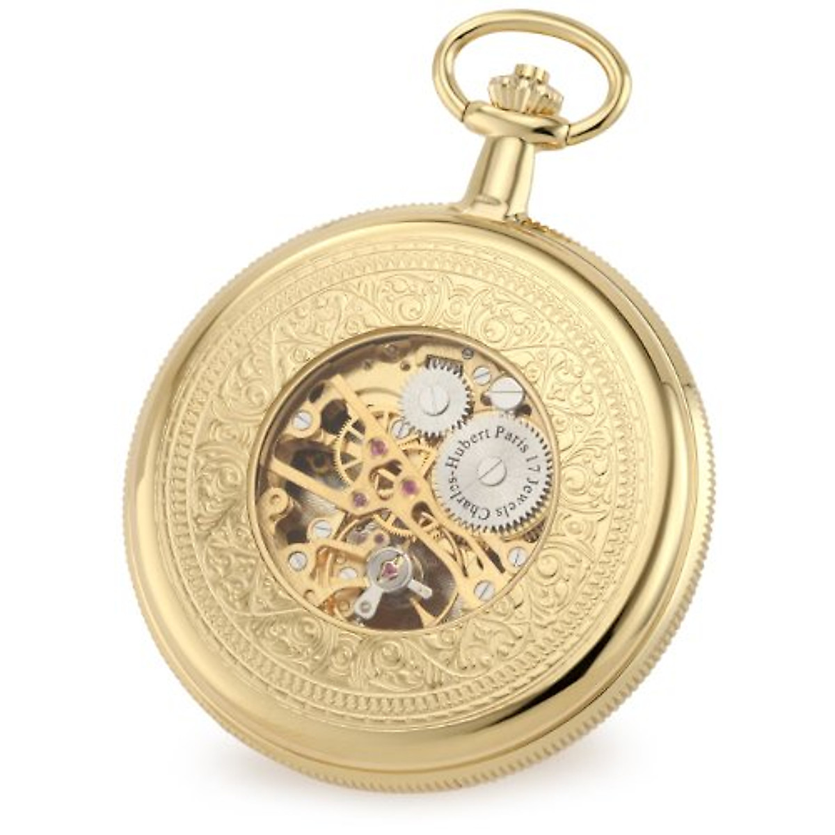 Charles-Hubert, Paris 3909-G Classic Collection Gold-Plated Hunter Case Mechanical Pocket Watch