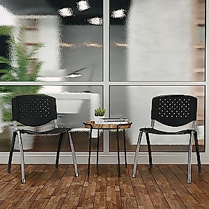 Flash Furniture HERCULES -5 Pack 880 lb. Capacity Black Plastic Stack Chair | Comfortable Seating with Durable Design