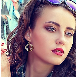 3 Circle Boho Antiqued 3 Tone Earrings for Women | SPUNKYsoul Collection