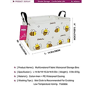 INGHUA Rectangular Storage Basket Fabric Organizer Bin for Toys,Books,Clothes,Gifts,Pets-Perfect for Home,Office,Nursery,Dorm,Shelf(Rec-Bee)