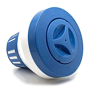 WWD POOL Floating Pool Chlorine Dispenser Fits 1-3" Tabs Bromine Holder Chlorine Floater (Blue)