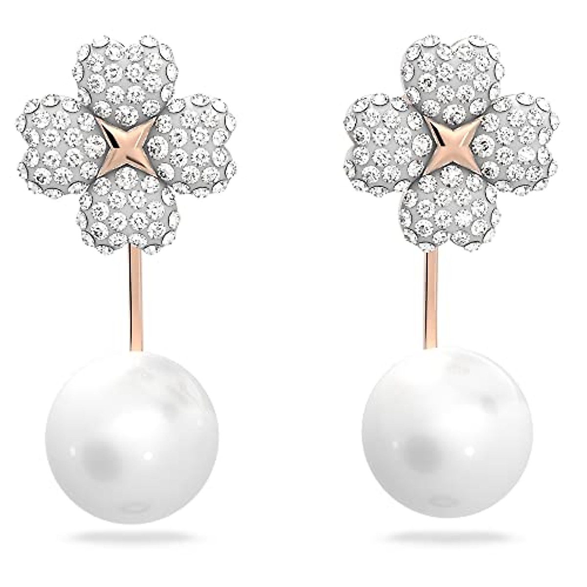 Swarovski Latisha Earring Jackets, Flower, White, Rose-gold tone Finish