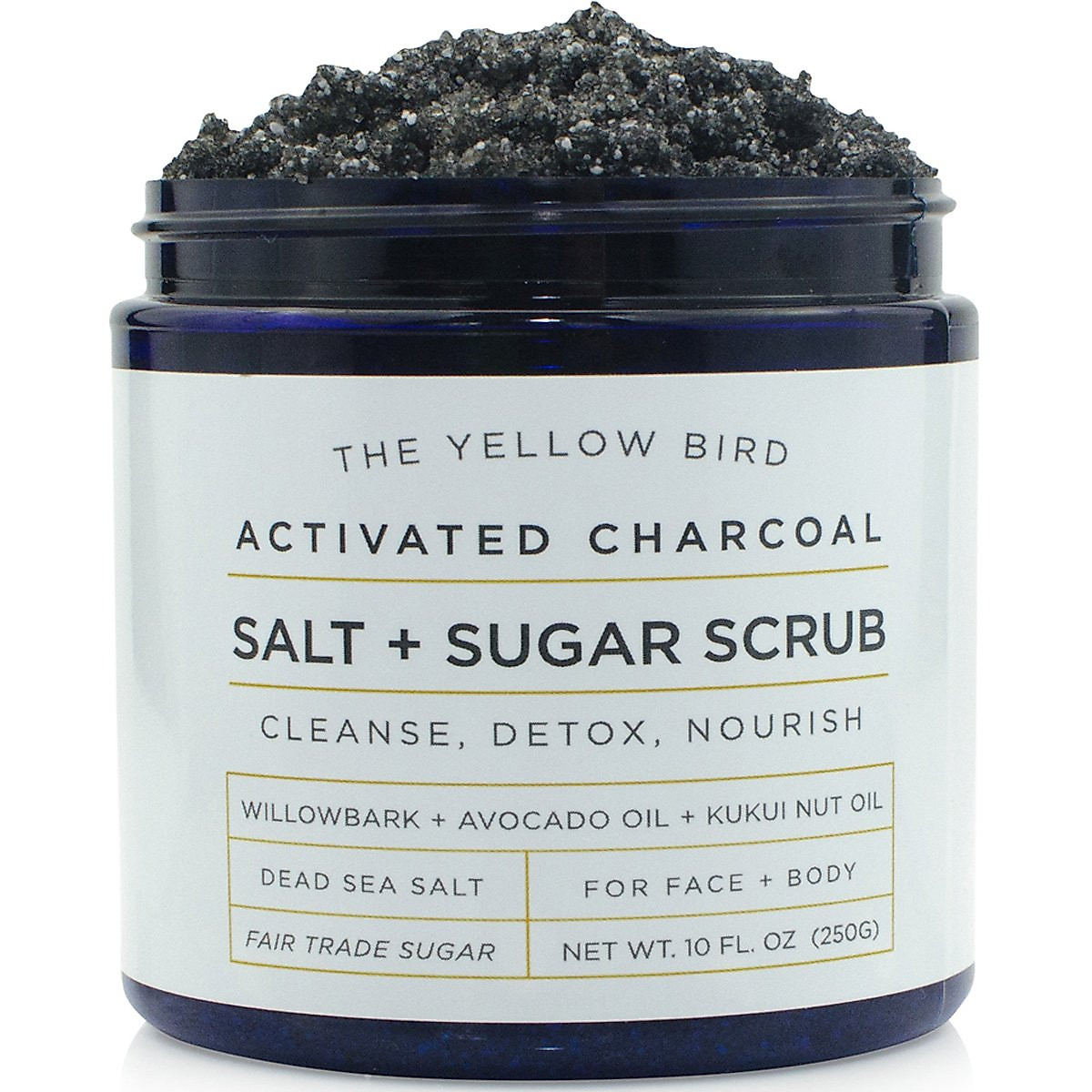 Natural Activated Charcoal Body & Face Scrub. Exfoliating Dead Sea Salt & Sugar Scrub. Deep Cleansing Pore Minimizer. Anti Cellulite, Acne, Blackhead, Scars, Wrinkle Treatment.