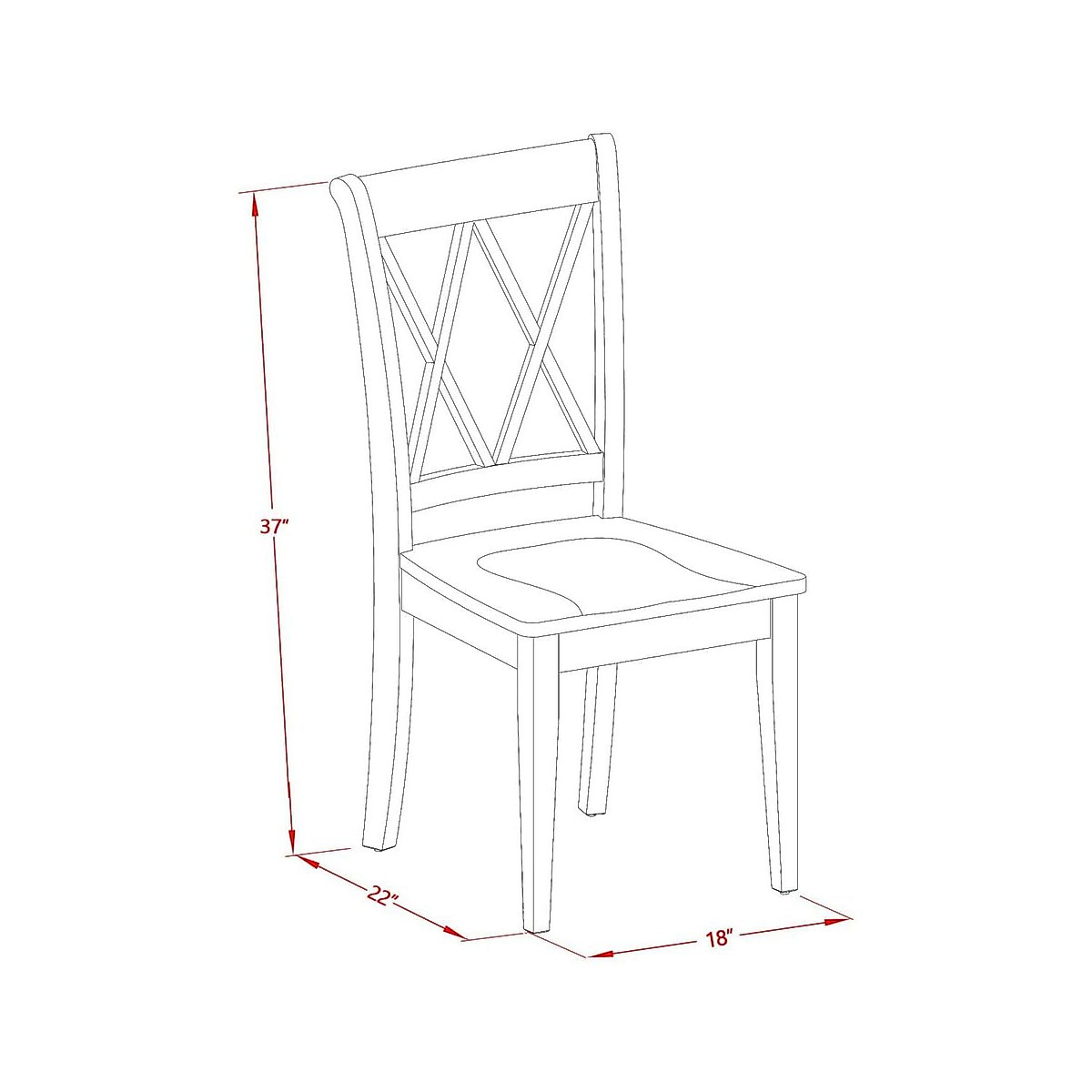 East West Furniture Dining CLC-LWH-W Clarksville Double X-Back Formal Chairs in Linen White Finish (Set of 2)