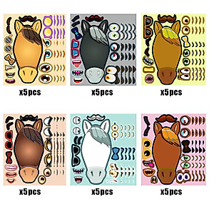 30pcs Kids Birthday Party Favors Stickers - Make Your Own Horse Stickers, Spirit Horse Toy Stickers for Kids Birthday Party Game Activities Decrations