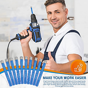 Dry Diamond Drill Bits Set 10 PCs 1/4" 6mm Small Diamond Hole Saw Kit for Granite Marble Porcelain Tile Ceramic Stone Glass Hard Materials (not for Wood) Round Shank