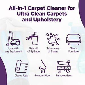 Ultra Chem Labs Professional Grade, All-in-One Super-Concentrated Upholstery Carpet Solution, Electrolytic Rug and Stain Remover, Dark Cherry Scent, 32 oz Formula Yields 8 Gallons