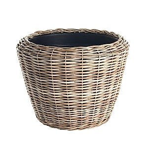 MY SWANKY HOME Classic Woven Round Rattan Planter Basket with Grower's Pot Liner 18 21 27 inch Indoor Natural