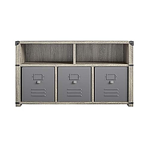Little Seeds Nova Bedroom Grey Storage Bench, Gray Oak