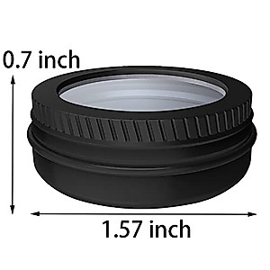 20 Pcs 0.5 Ounce Aluminum Tin Jar 15 ml Refillable Containers Clear Top Screw Lid Round Tin Container Random for Cosmetic,Lip Balm, Cream, Black