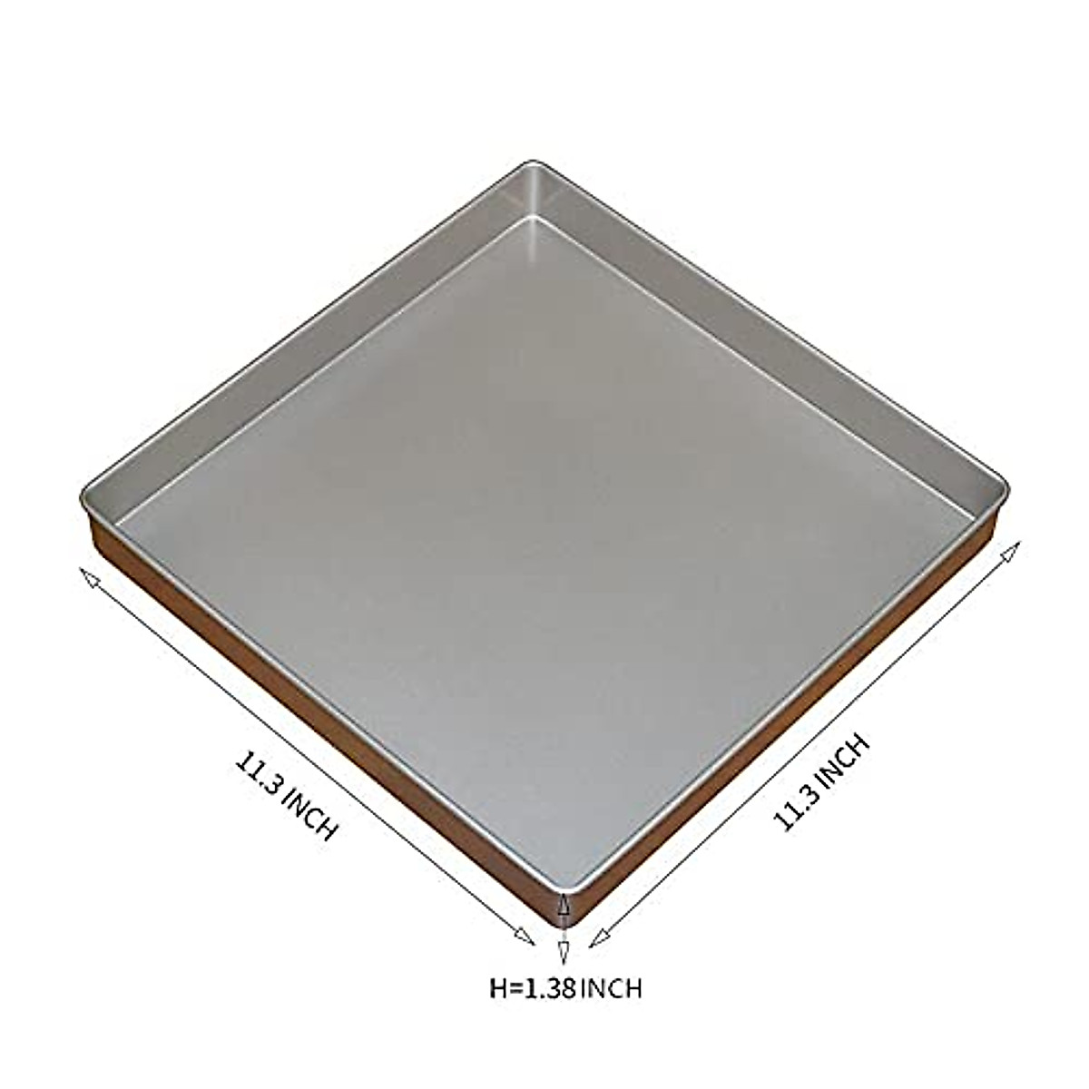 Nonstick Square Baking Pan, 11x11 Inch Carbon Steel Cake Baking Sheet, Cookies Bakeware for Oven Baking Gold