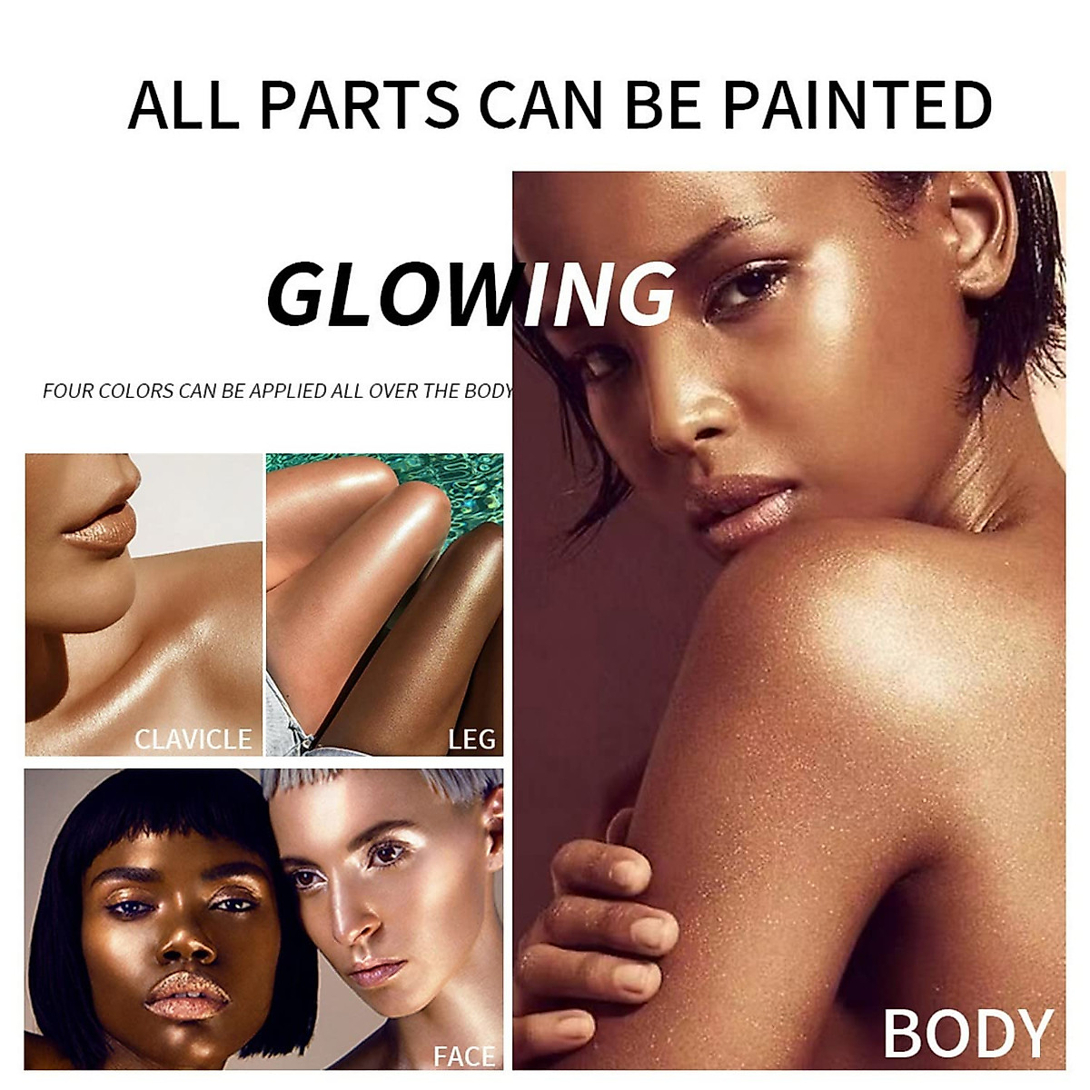 MAEPEOR Body Luminizer 5 Colors Smooth Subtle Shimmer Body Illuminator Moisturizing Long Lasting Summer Glow Illuminator For Face & Body (40ML, 01 Silver)