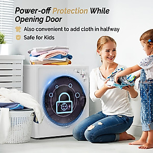 ROVSUN 2.6 Cu.Ft Portable Clothes Dryer, 110V 1400W Electric Compact Front Load Tumble Laundry Dryer with Stainless Steel Tub & Easy Control Knob for Apartment, Home, Dorm,RV (White)