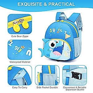 Netlmfg Backpack Harness for Toddlers, Kids 3D Cartoon Shark Casual Bags for Boys Girls - Lightweight Waterproof Mini Backpack (12M+)
