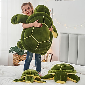 DOLDOA 33" Soft Big Sea Turtle Stuffed Animal, Turtle Plush Pillow for Birthday, Valentine, Christmas, Sea Turtle Toys for Kids, Girlfriend
