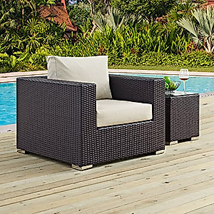 Modway Convene Wicker Rattan Outdoor Patio Armchair in Espresso Beige
