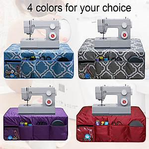Sewing Machine Pad for Table, with 4 Pockets Sewing Machine Dust Cover，for Sewing Machine Accessories Organizer (Purple)