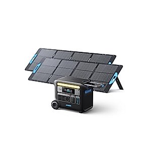 Anker SOLIX F2000 Solar Generator, 2048Wh Portable Power Station with LiFePO4 Batteries and 2× 200W Solar Panel, GaNPrime Technology, 4 AC Outlets Up to 2400W for Home, Power Outages, Camping, and RVs