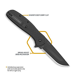 OUTDOOR EDGE RAZOR VX2 | Replaceable Blade Assisted EDC Flipper Folding Pocket Knife | 3" Blade, Black G-10 Stainless Steel Handle, Reversible Pocket Clip | Outdoor, Camping, Survival, Utility