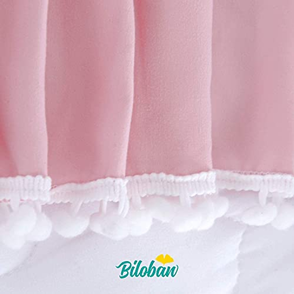 SPRINGSPIRIT Crib Skirt with Lovely Pompoms & Diaper Organizer Hanging Diaper Stacker Pink