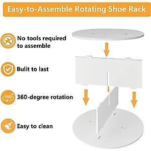 AUNVITO 7 Tier Rotating Shoe Rack Tower Free Standing Shoe Storage Rack 360° Vertical Handbag Shoe Display Organization Lazy Susan Shoe Shelf Organizer Shoe Rack Organizer for Living Room Hallway
