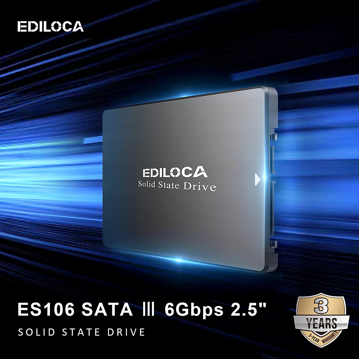 Ediloca ES106 256GB SSD SATA III 2.5" 3D TLC NAND Flash Internal Hard Drive, Up to 550MB/s Read, Upgrade PC or Laptop Memory and Storage(Black)