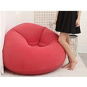 NBT Deluxe Inflatable Flocking Single Beanless Sofa, Lazy Sofa, Chaise Lounge, Home Leisure Seat, Suitable for Home or Outdoor (Multiple Colors) (Dark Blue)