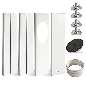 Portable Air Conditioner Sliding Window Kit with Universal Coupler Adapter, Upgraded Seamless Adjustable Sliding AC Vent Kit for Ducting Exhaust Hose of 5/5.9 Inches