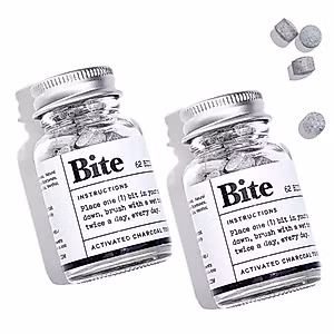 Bite Toothpaste Bits with Nano Hydroxyapatite - Eco and Travel-Friendly Whitening Toothpaste Tablets (Mint Charcoal)