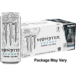 Monster Energy Zero Ultra, Sugar Free Energy Drink, 16 Fl oz (Pack of 15)