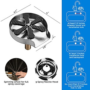 Rinzer Automatic Sink Glass Rinser for Kitchen Sink with Drying Mat - Stainless Steel Spot Free Finish - Bar Glass Washer For Kitchen Sink - Sink Cup Washer for Sink - Sink Cup Rinser for Sink