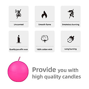 Zest Candle 6-Piece Ball Candles, 3-Inch, Hot Pink