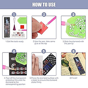 MWOOT 2 Pcs American Flag 5D Diamond Art Painting DIY Bookmarks, Marcadores Libro Pintura Diamantes Leather Tassel Bookmark, Statue of Liberty Beaded Book Marks for Independence Day July Fourth Gift