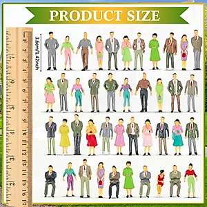 Juexica 50 Pcs Mini People Figurines 1: 50 Scale Model Trains Architectural Painted People Figures Tiny People Plastic Miniature Figurines Sitting Standing People for Miniature Scenes (Stylish Style)