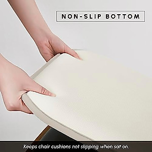 Elegant Comfort 2 Pack Chair Cushion Covers - Skid-Proof Rubber Backing - 16 x 16 Inch - Thick Dining Square Shape Seat Covers - Comfortable Textured Chair Pads with Ties - Thatch Pattern, Cream