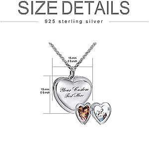 Daruirong 925 Sterling Silver Personalized Photo Heart Locket Necklace Forever in My Heart Custom Add Your Text That Holds Pictures for Women Men Kids(Heart-Shape) | New 0.9 inch Large Size |