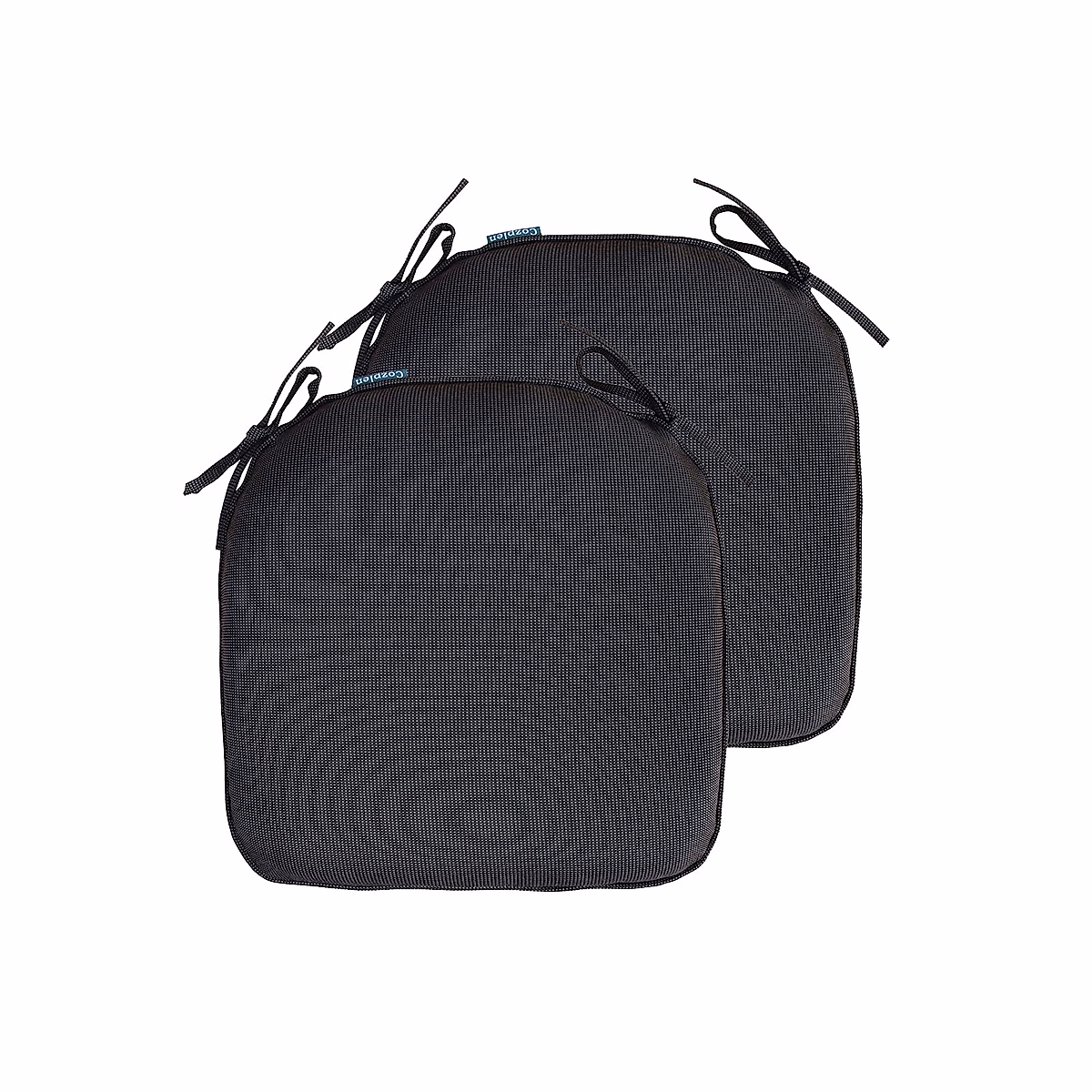 COZPLEN Outdoor Non Slip Chair Pad, Bistro U-Shaped Dining Chair Seat Cushions with Ties, 14x14 inch, Set of 2, (Black)