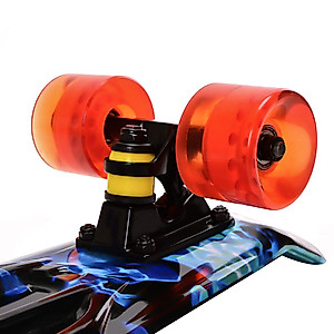 ChromeWheels Skateboards 22 inch Complete Skateboard Deck Mini Cruiser for Kids Boys Girls Youths Beginners, Fire