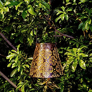 Hanging Solar Powered Lantern Light Outdoor Decor Light with Handle,Waterproof Lantern Decoration for Ceiling Porch Yard Tree Fence Garden Patio,Retro Decorative for Halloween Christmas Holiday Party