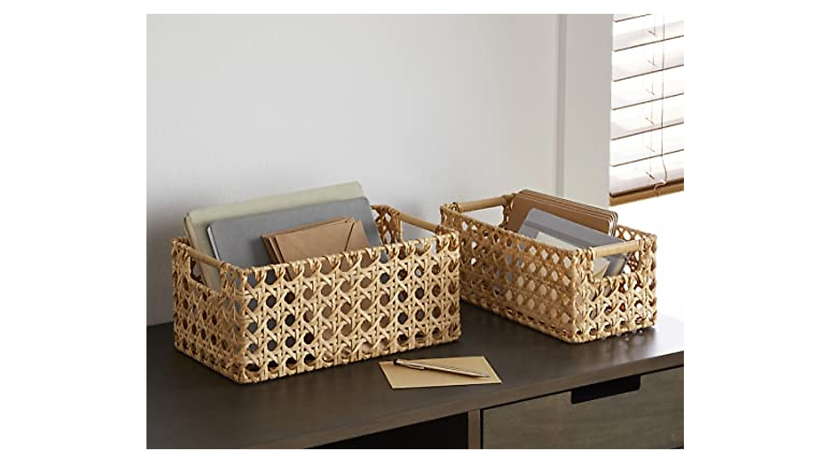 Natural Cane Weave Basket Set - Elegant Home Organization