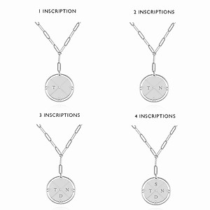Oak&Luna – Engraved Compass Necklace – Personalised Interlocking Pendant with Initials – Gift for Her, Women, Mom - For Birthday, Mother's Day, Christmas (925 Sterling Silver)