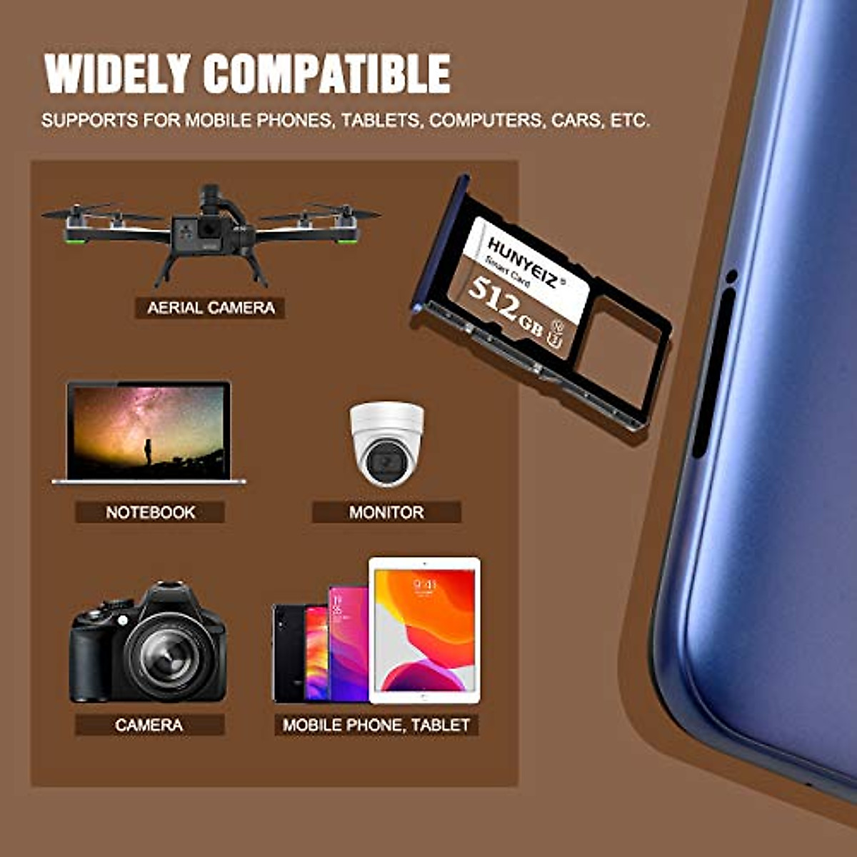 512GB Micro SD Card Memory Card(Class 10 High Speed) Microsd for Smartphone,Game Console, Dash Cam, Drone(512GB)