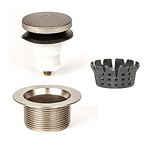 PF WaterWorks Toe Touch (Foot Actuated) Bath Tub Drain Assembly with Gasket - Coarse Thread 11.5 Threads Per Inch - Free Hair Catcher/Strainer;Brushed Nickel; PF0920-BN-TT-C
