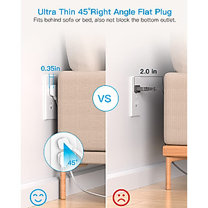 Surge Protector Power Strip, Extension Cord with Multiple Outlets, 5 Ft Ultra Thin Flat Plug 8 Outlets 4 USB Ports(2USB C),1080J Multi Plug Outlet Extender for Home Office College Dorm Room Essentials