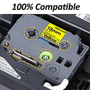 Hehua Compatible Label Tape Replacement for Brother P-Touch Label Tape 18mm 0.7" Laminated TZ Tape TZe-241 TZe-441 TZe-541 TZe-641 TZe-741 for PT-D400VP(Black on White/Red/Blue/Yellow/Green, 5 Pack)
