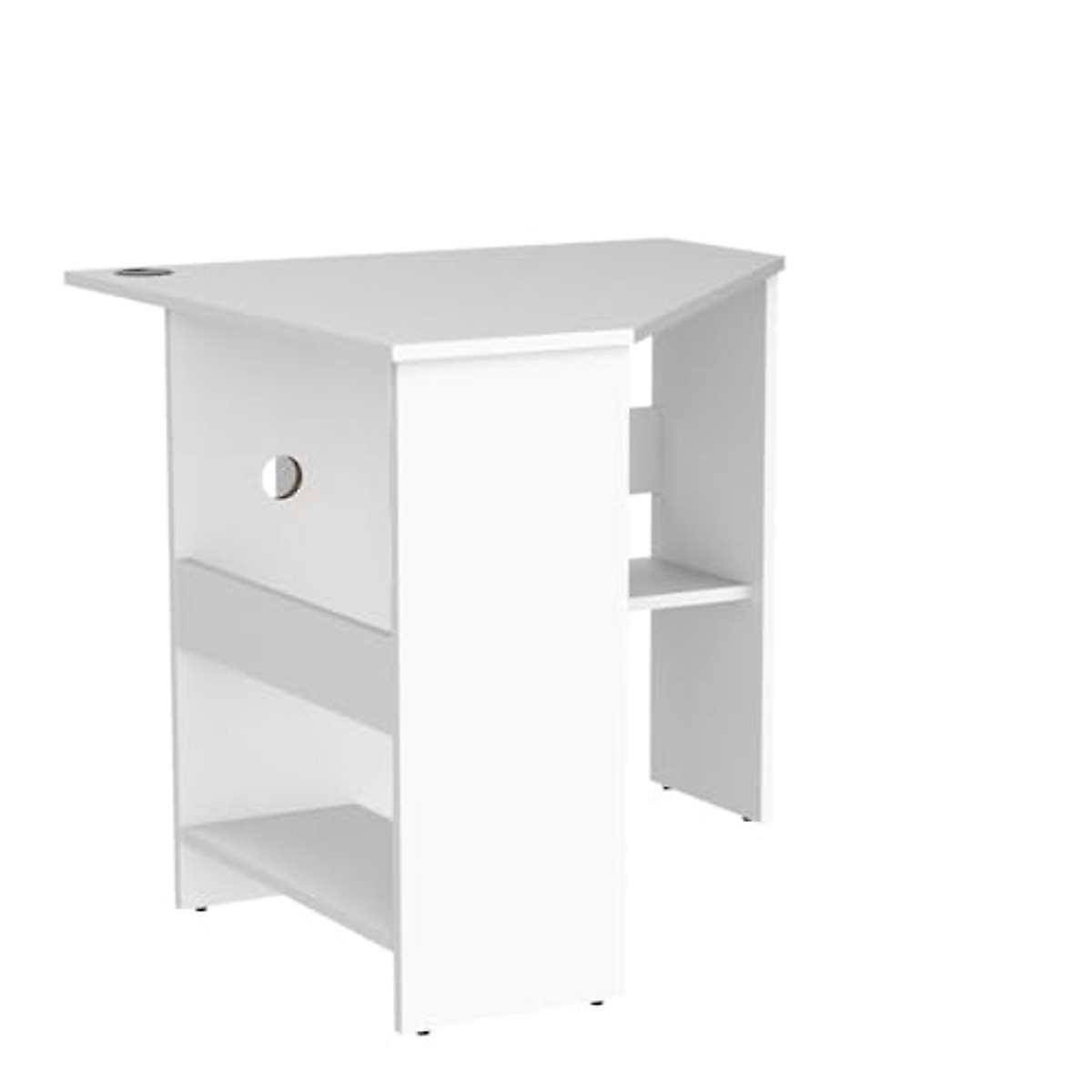 IFANNY Corner Computer Desk, 90 Degrees Triangle Desk w/Shelves & CPU Stand, Compact Corner Vanity Makeup Desk with Storage, Corner Desks for Small Spaces (White)