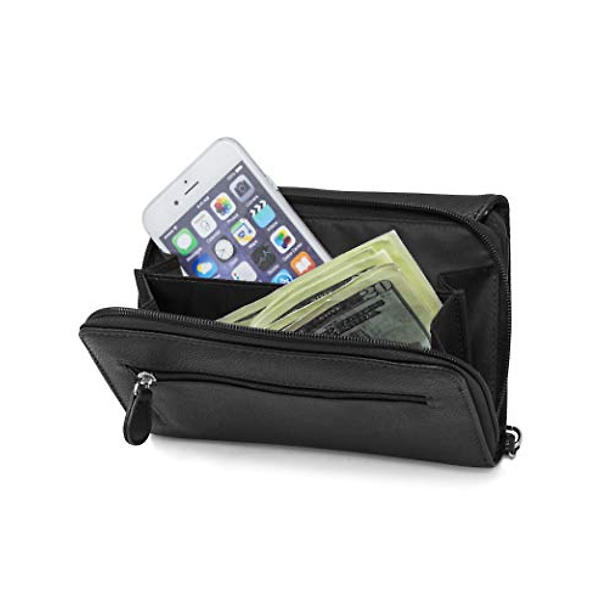 Mundi Big Fat Wallet Womens RFID Blocking Clutch Organizer Removable Wristlet ((Black))