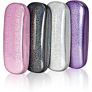 ZONLY Eyeglasses Case,(4 Piece) Unisex Hard Shell Eyeglasses Cases Protective Case For Glasse (Glitter)