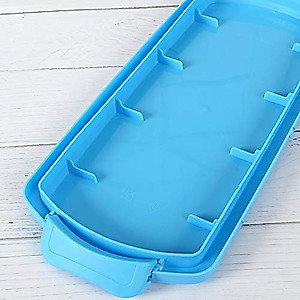 Agyvvt Portable Bread Box with Handle Loaf Cake Container Plastic Rectangular Food Storage Keeper Carrier 13inch Translucent Dome for Pastries, Bagels, Bread Rolls, Buns or Baguettes (Blue)